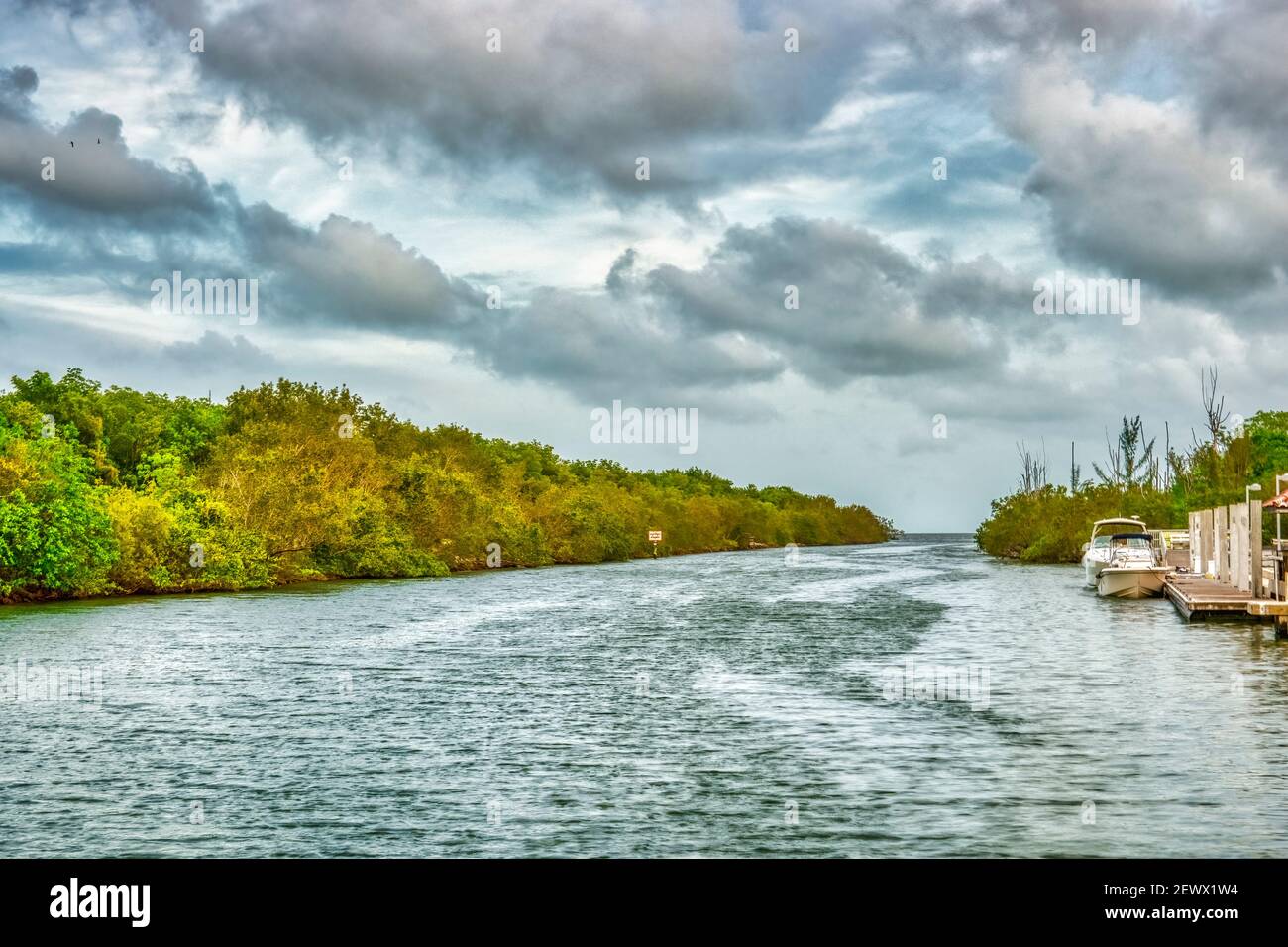 The channel leading into Biscayne Bay at the Black Point Park Marina in ...