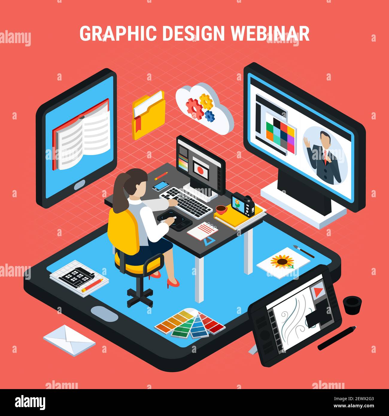 3d artist workplace Stock Vector Images - Alamy