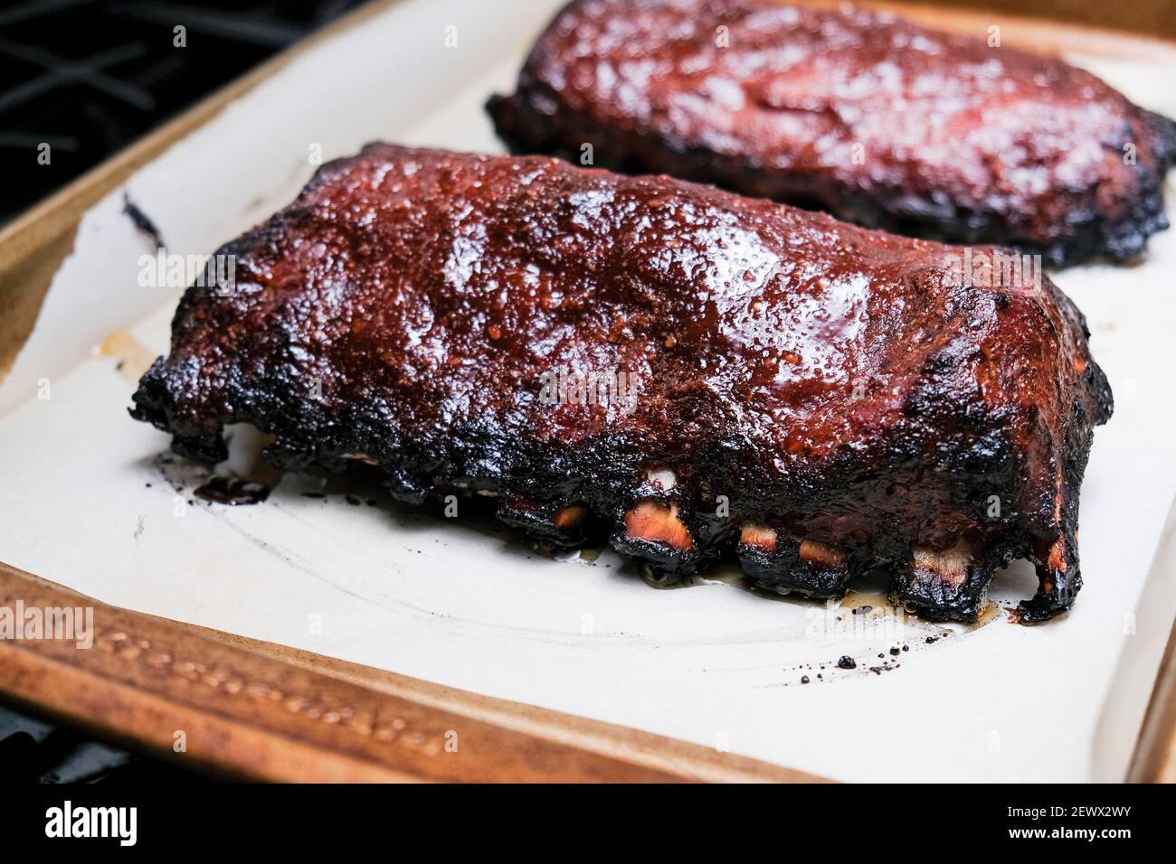 organic pork back ribs with sauce Stock Photo - Alamy