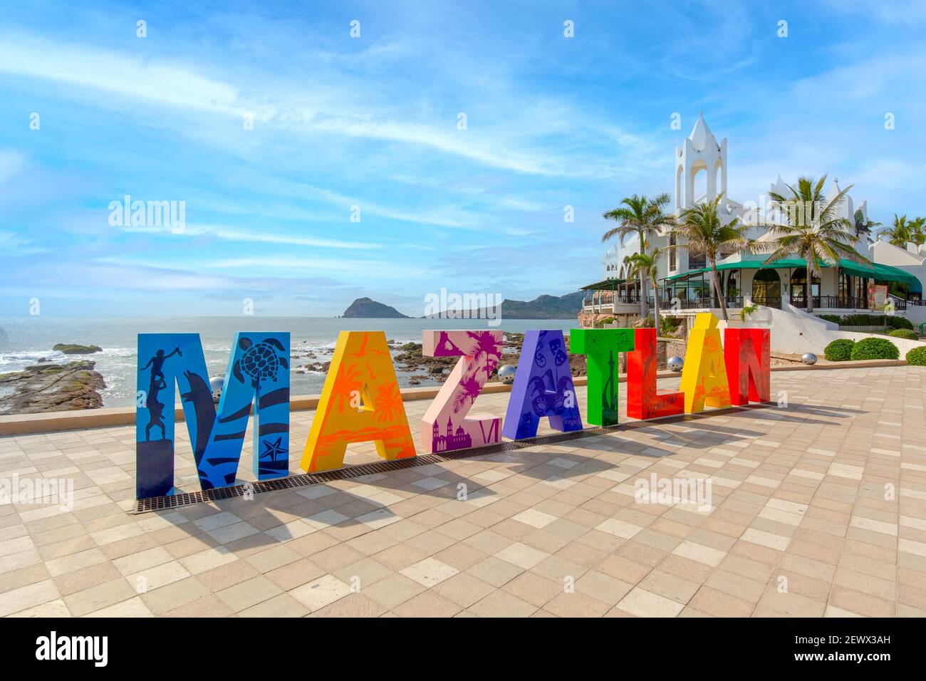 Mazatlan, Mexico-10 March, 2020: Big Mazatlan Letters at the entrance ...