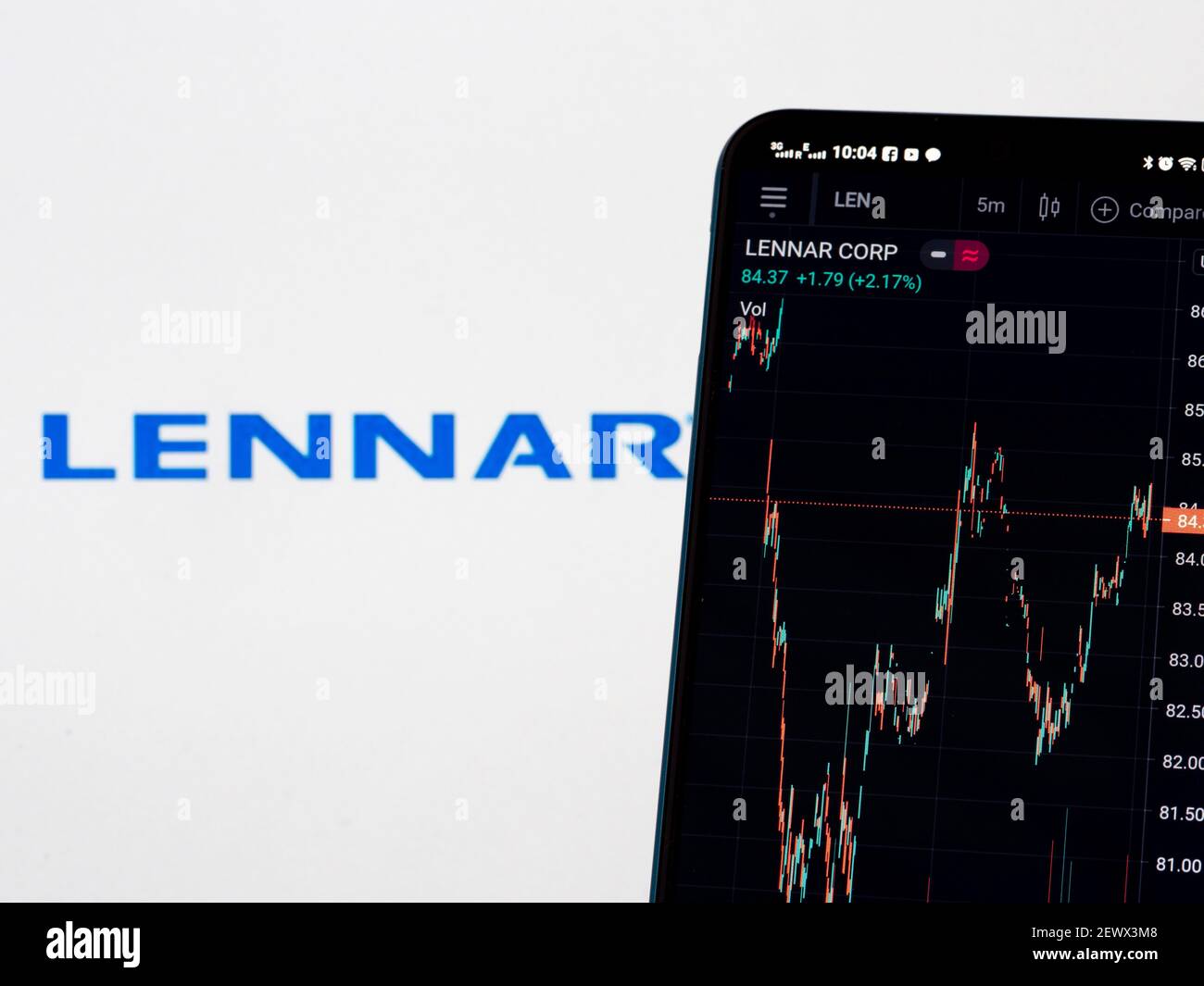 In this photo illustration the stock market information of Lennar ...