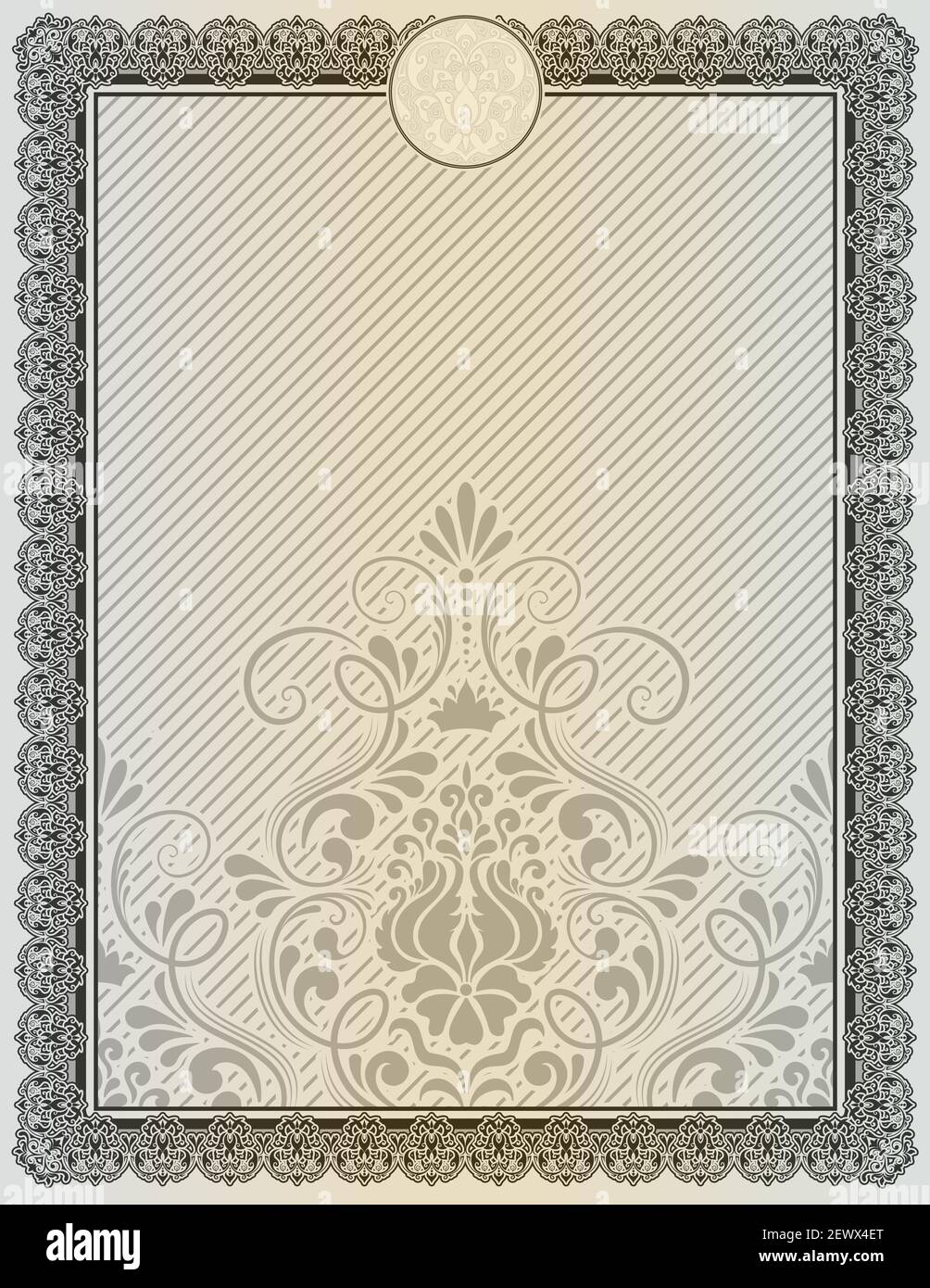 Decorative vintage background with ornamental border and elegant ...