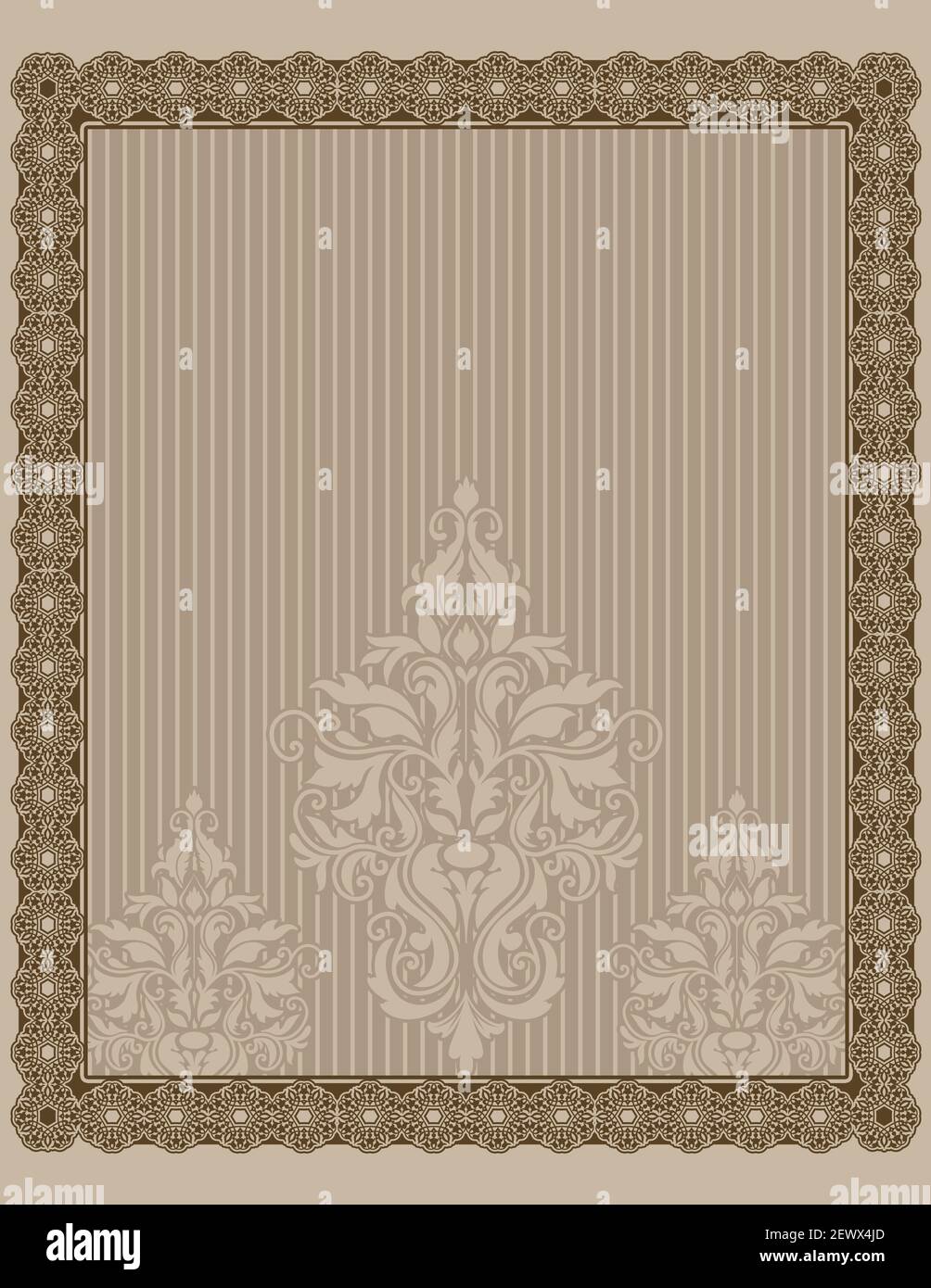 Elegant retro style background with decorative border and patterns ...