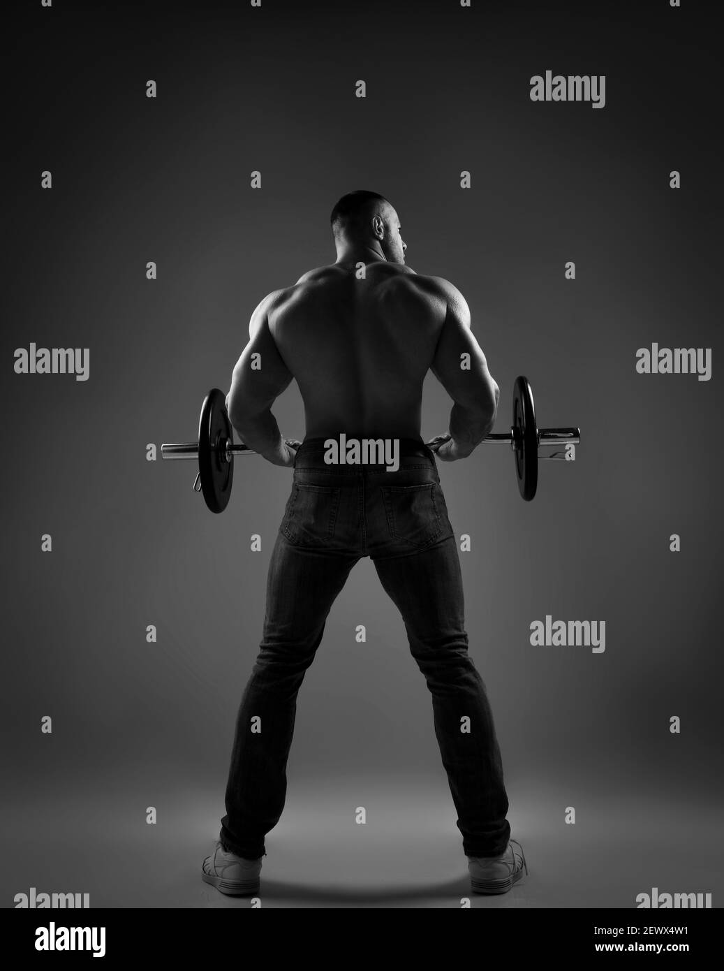Athlete muscular bodybuilder training back hi-res stock photography and ...
