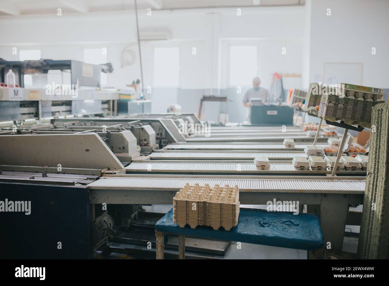 An egg sorting factory on a gloomy day Stock Photo - Alamy