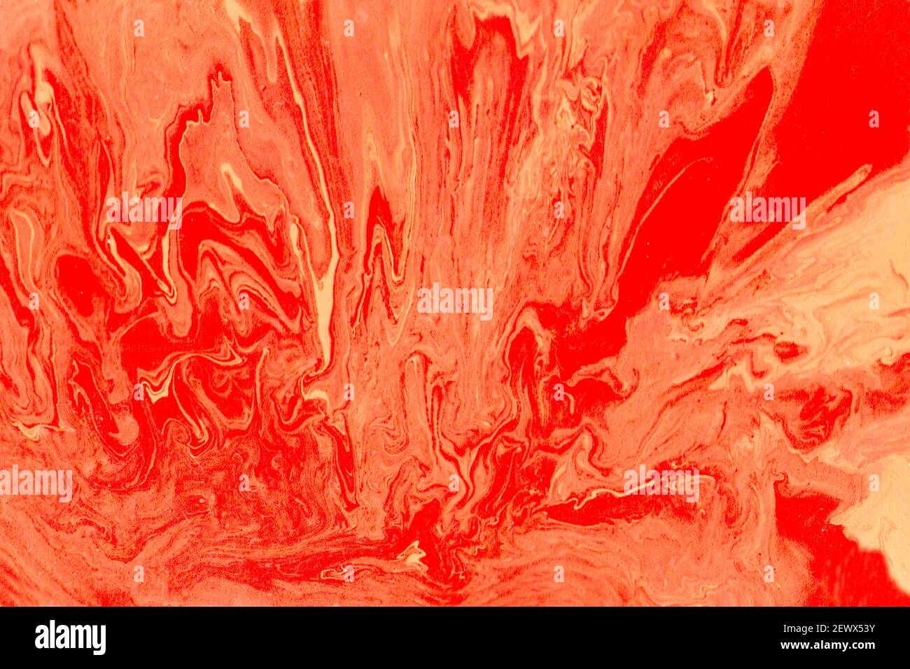 Abstract acrylic red background. Fluid art illustration with swirl ...