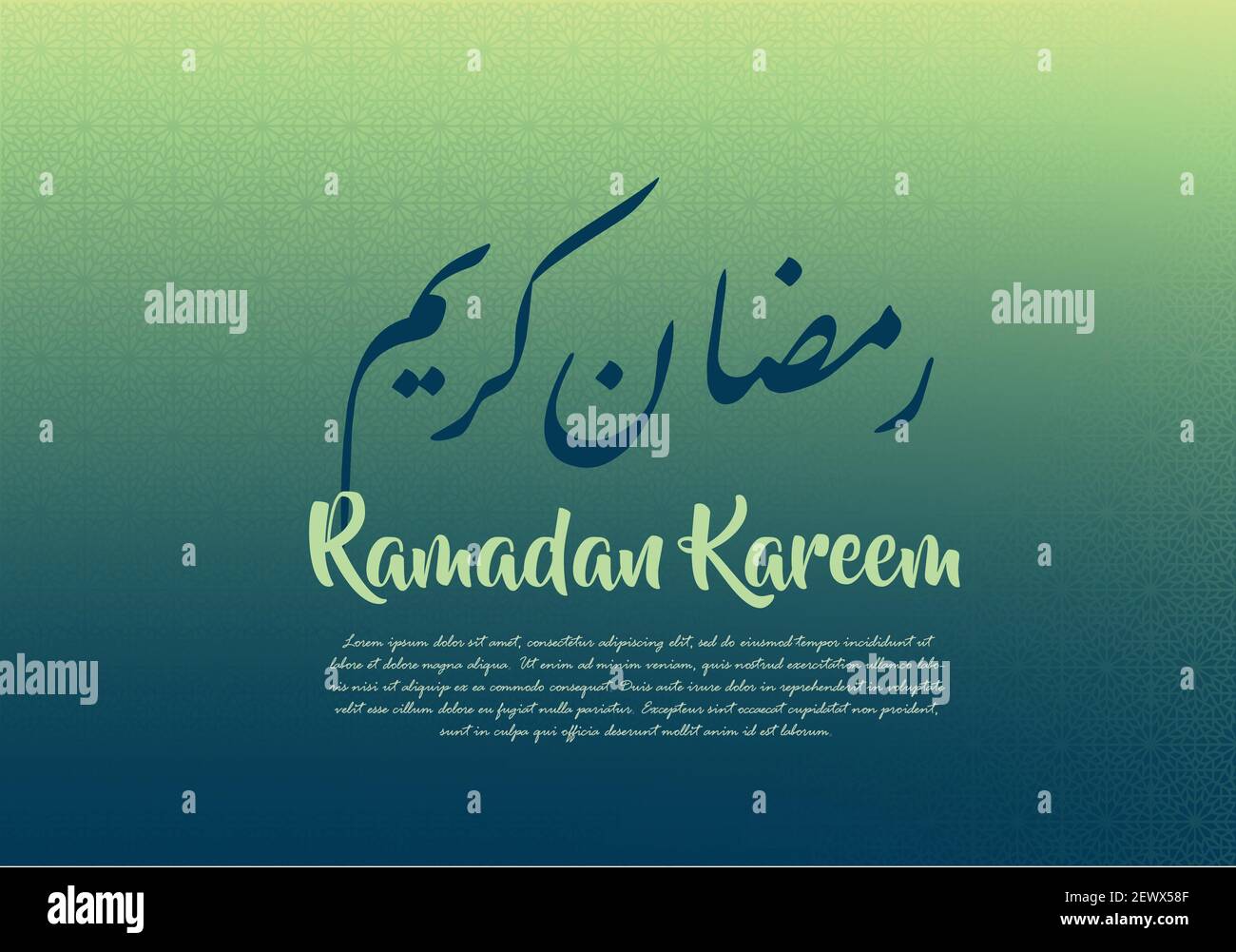 Ramadan Kareem greeting card design. Generous Ramadan in Arabic ...