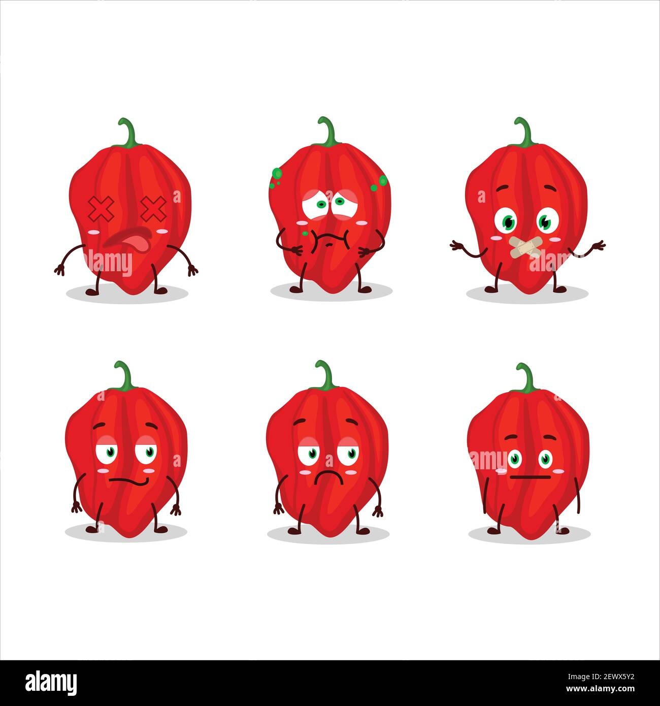 New red habanero cartoon character with nope expression. Vector ...