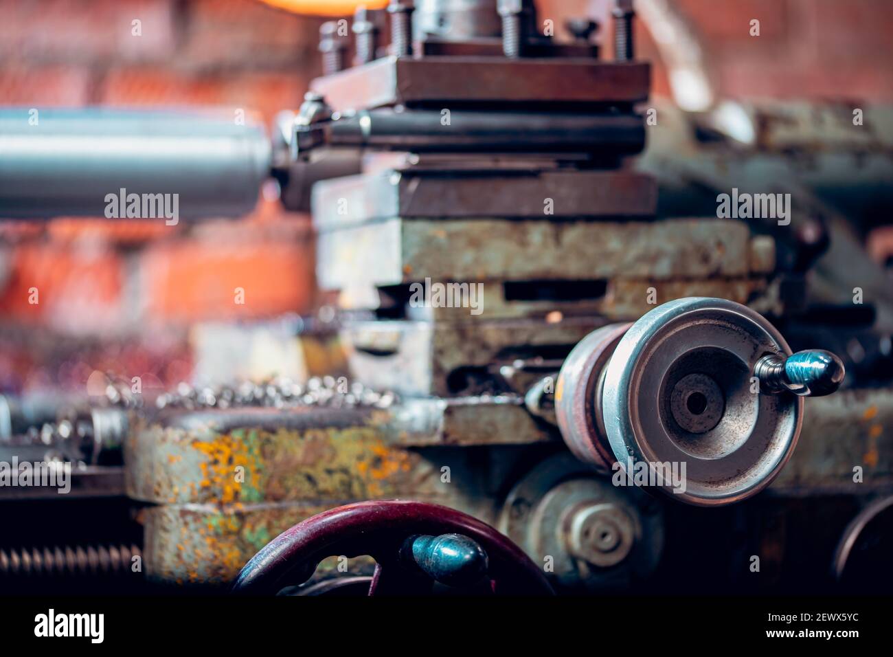 Process CNC lathe machine cutting metal. Modern industrial iron ...