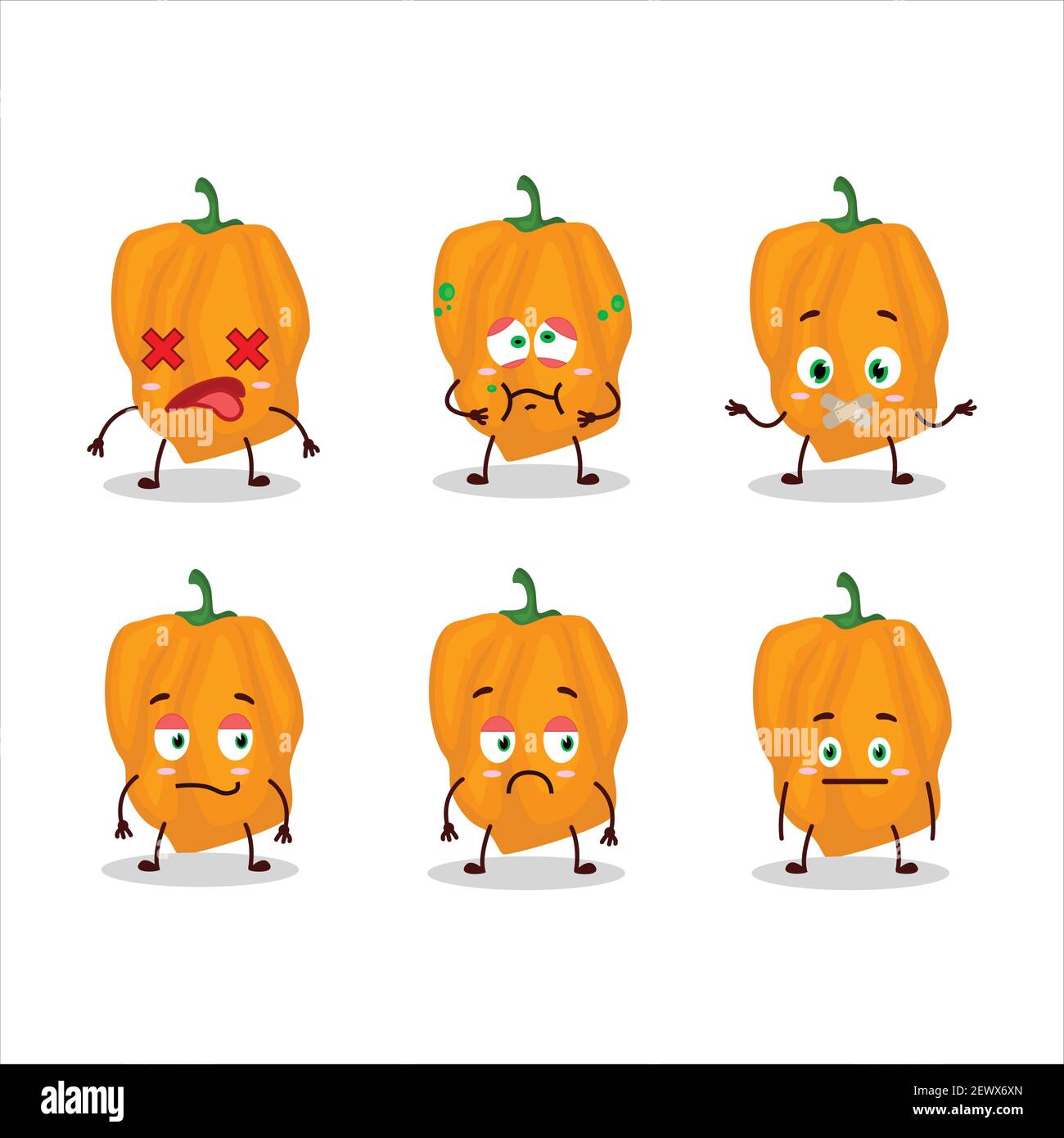 Orange habanero cartoon character with nope expression. Vector ...