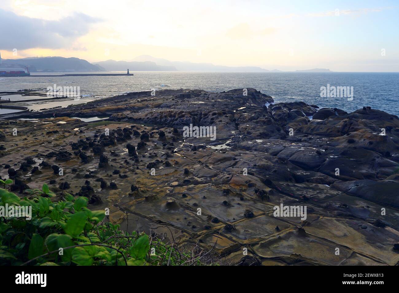 The rock formation of Heping Island Park in Keelung, northern Taiwan ...