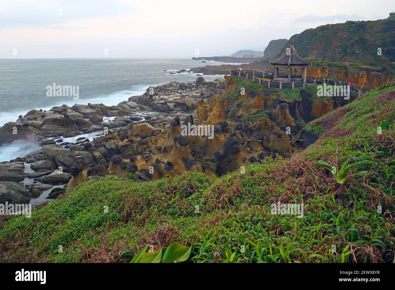The rock formation of Heping Island Park in Keelung, northern Taiwan ...