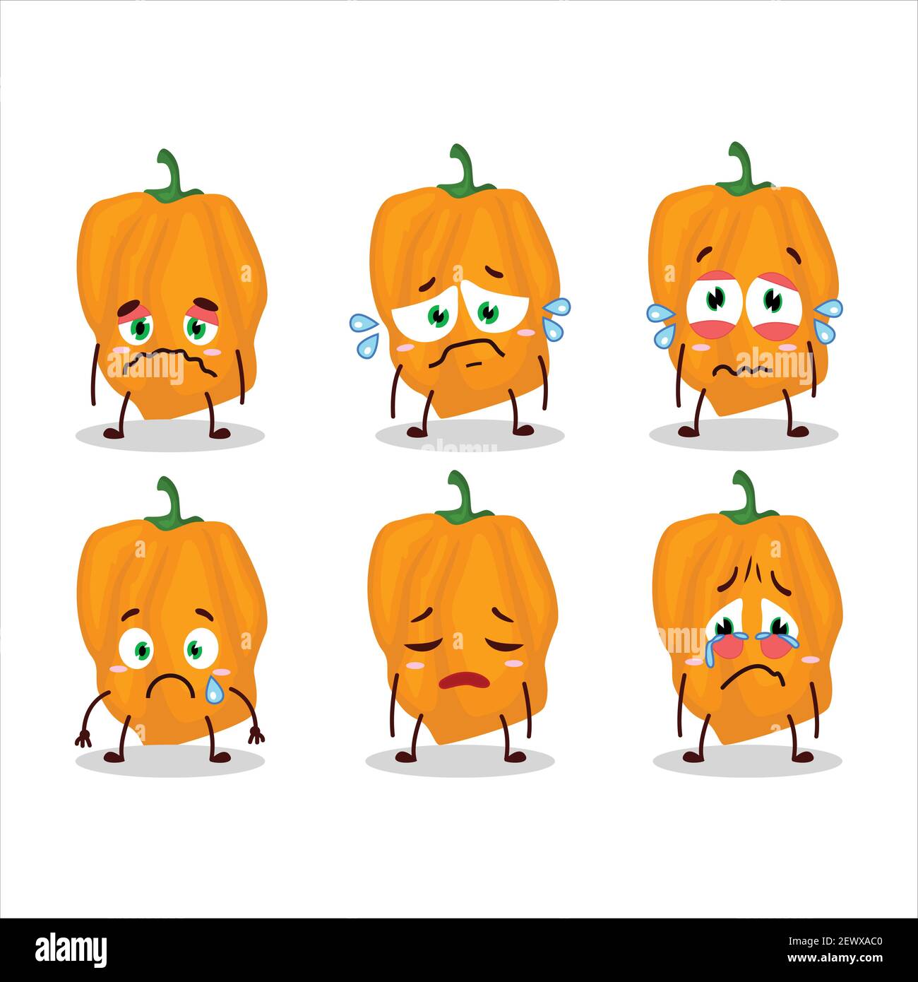 Orange habanero cartoon character with sad expression. Vector ...