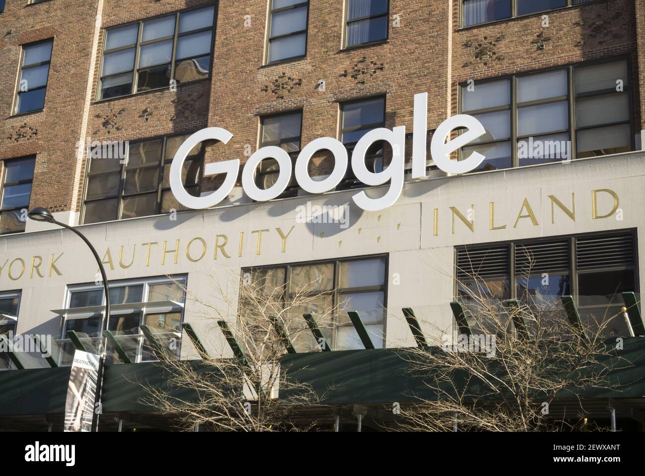 The sign on the Google offices in New York reflects their updated san ...