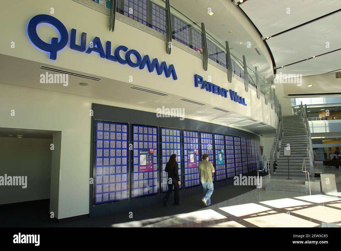 The Patent Wall at the Qualcomm headquarters in Sorrento Valley. (Photo ...