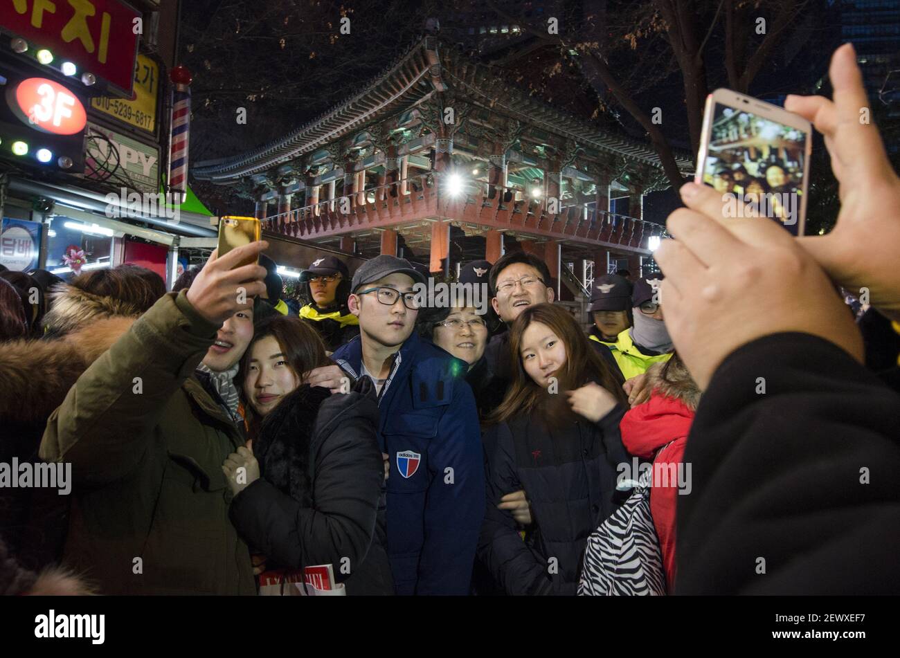 January 1st 2015 - Seoul, South Korea - People gather to celebrate the ...