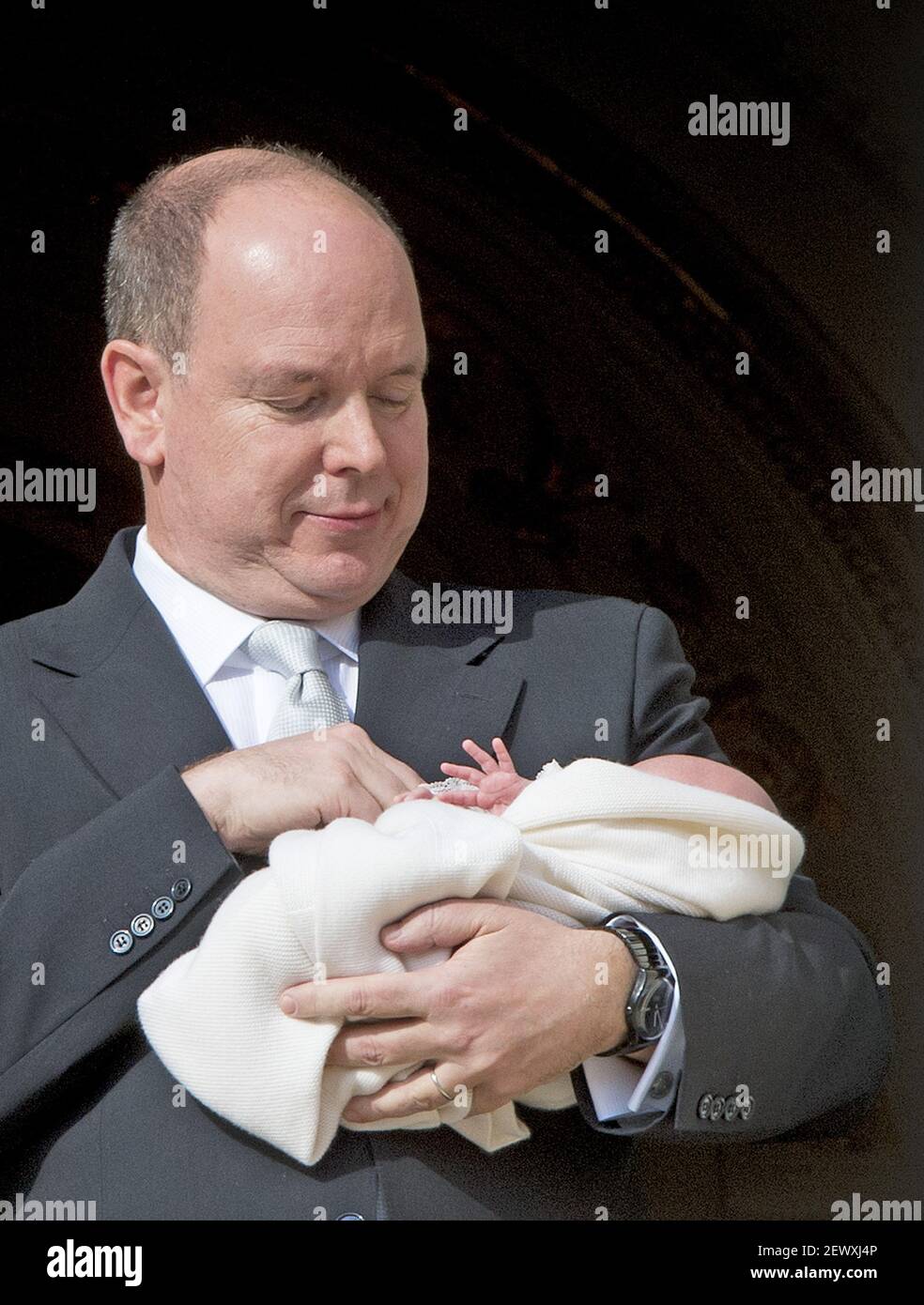 Prince Albert of Monaco presents their baby twins Princess Gabriella ...