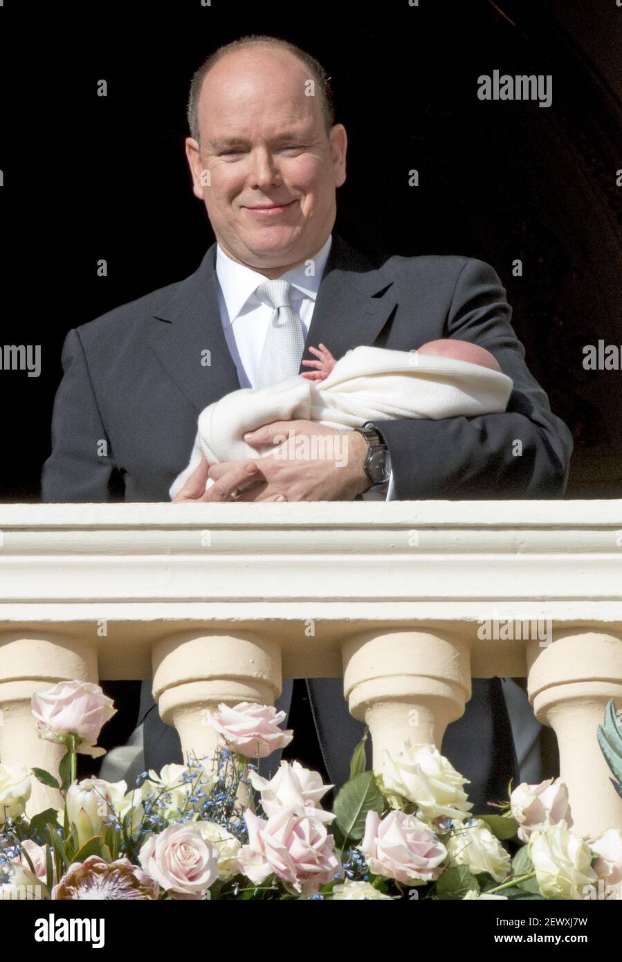 Prince Albert of Monaco presents their baby twins Princess Gabriella ...