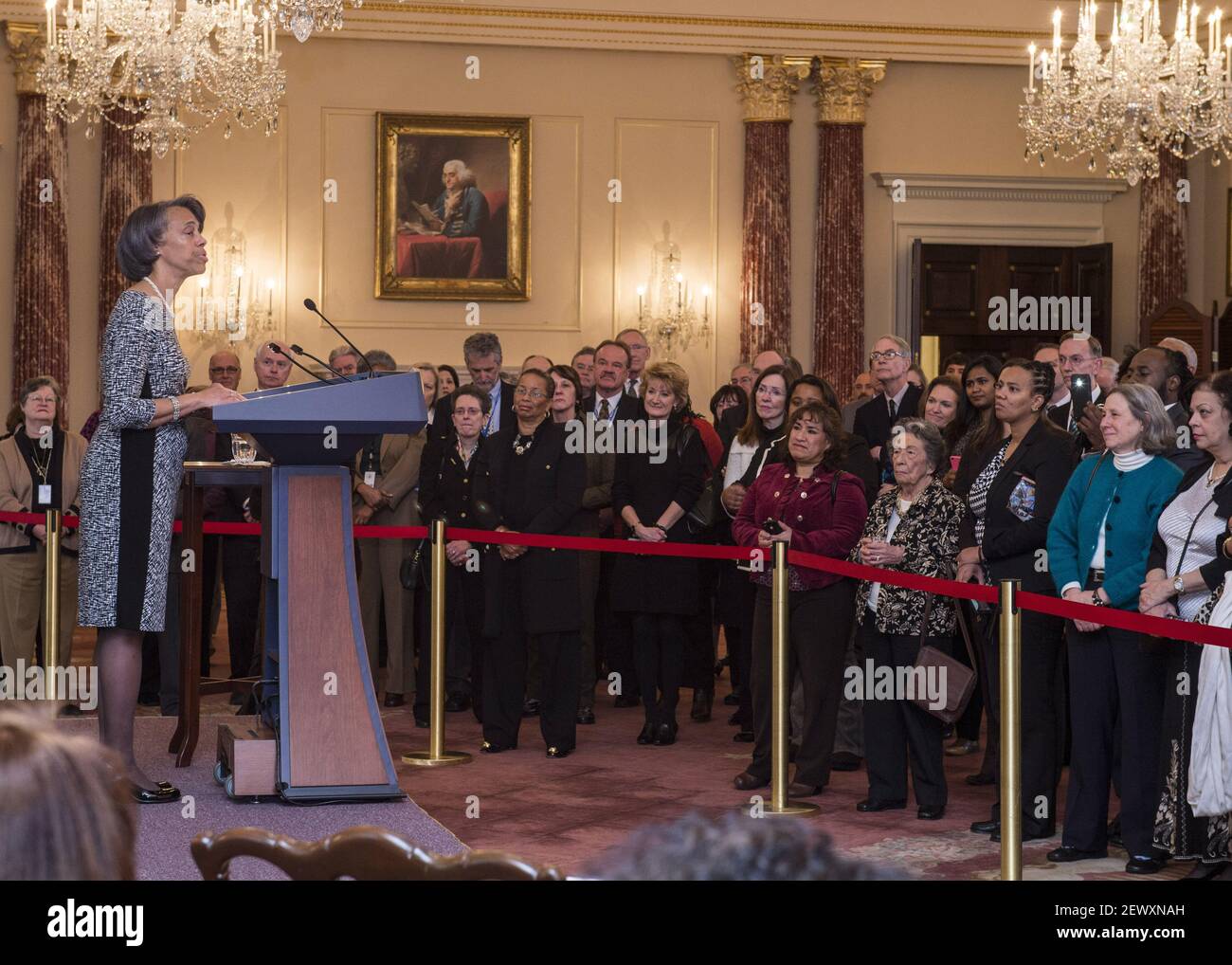 U.S. Ambassador to Bangladesh Marcia Bernicat delivers remarks after ...