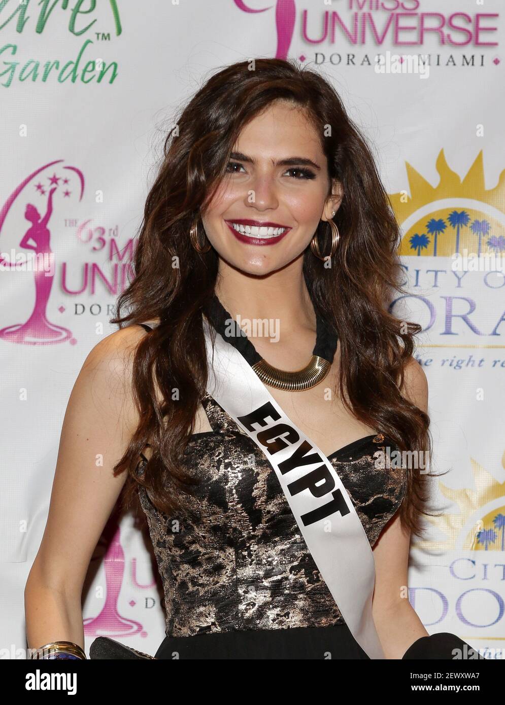 DORAL - FLORIDA, JANUARY 10, 2015: Miss Egypt Lara Debbane attends ...