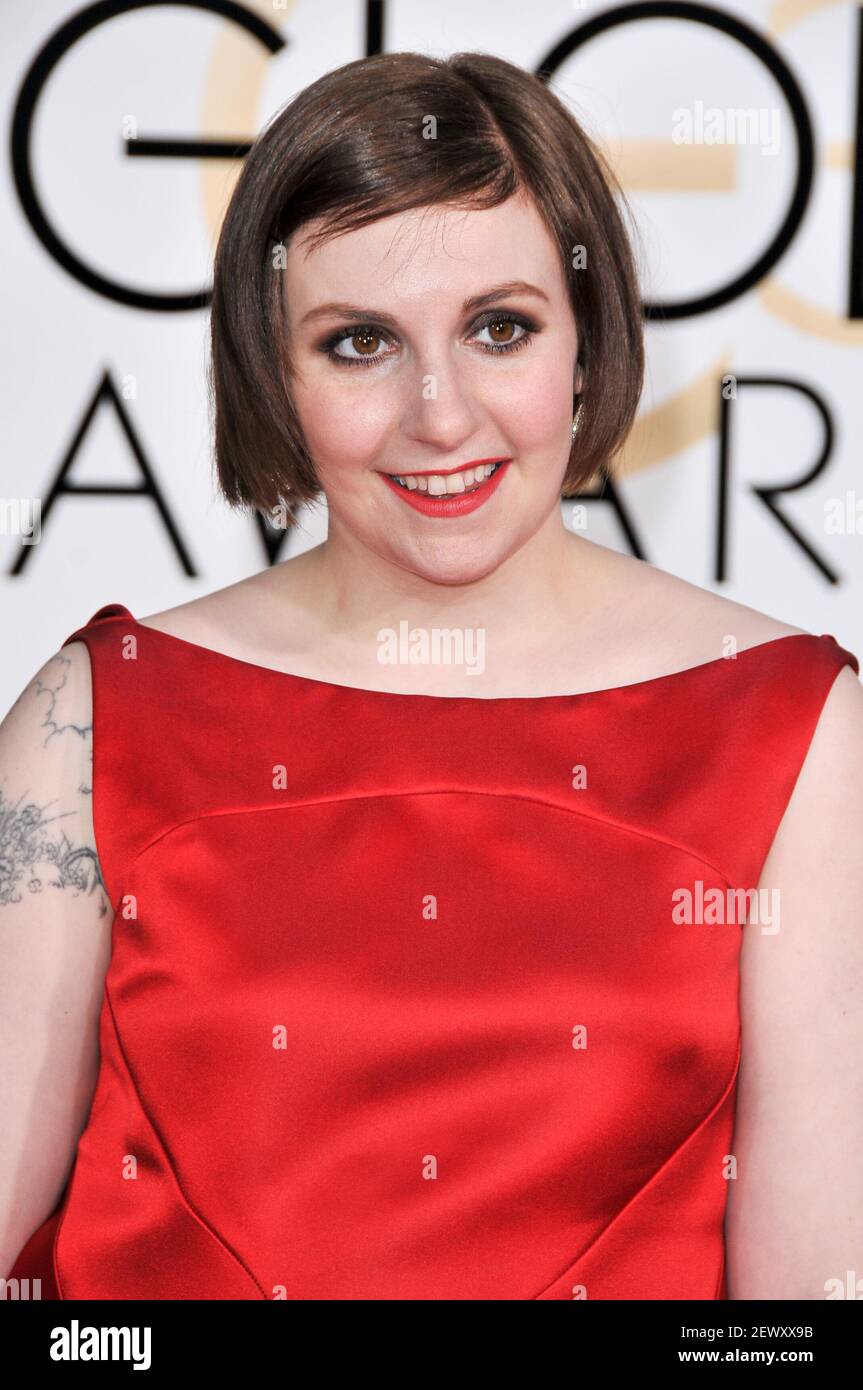 Actress Lena Dunham arrives at the 72nd Annual Golden Globe Awards held ...