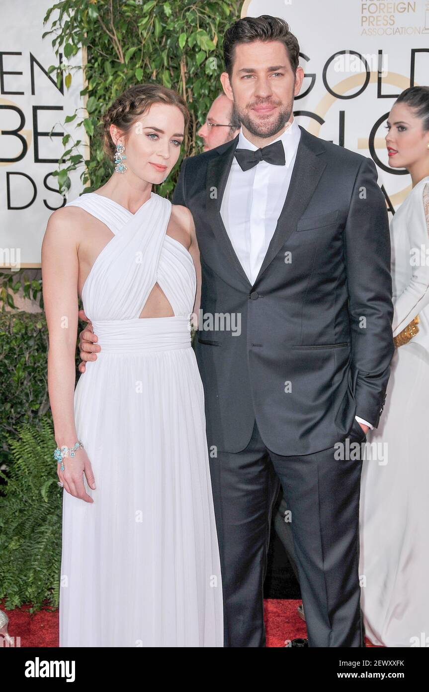 Actress Emily Blunt and her husband John Krakowski arrives at the 72nd ...