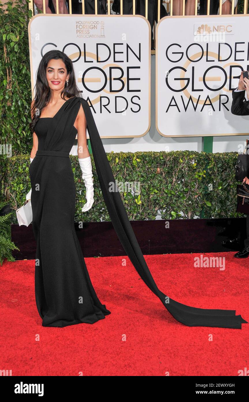 Amal Clooney arrives at the 72nd Annual Golden Globe Awards held at the ...