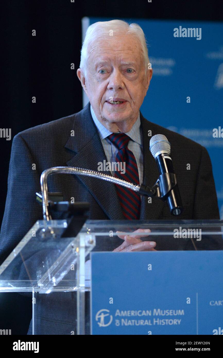 Former U.S. President Jimmy Carter speaks at a press conference to open ...
