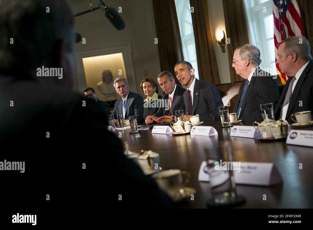 President Barack Obama meets with the Congressional leadership in the ...