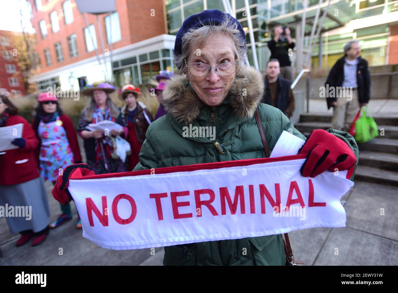 Protesters rallied in Portland, Ore., on January 13, 2015, ahead of a ...