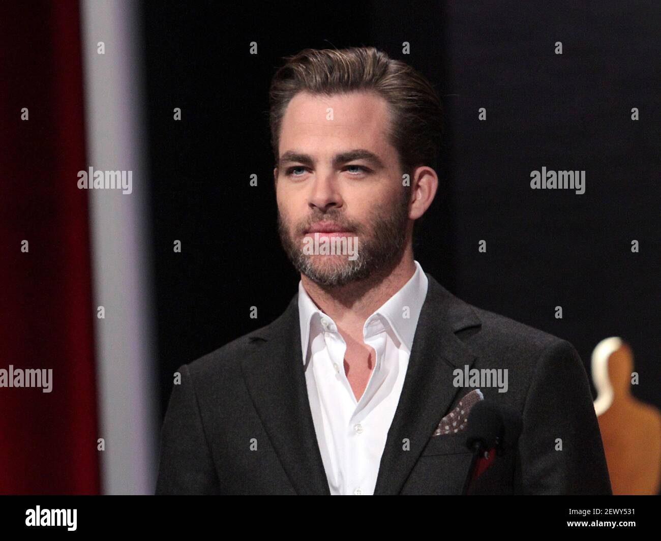 Chris Pine attends The 87th Academy Award Nominations Announcement held ...