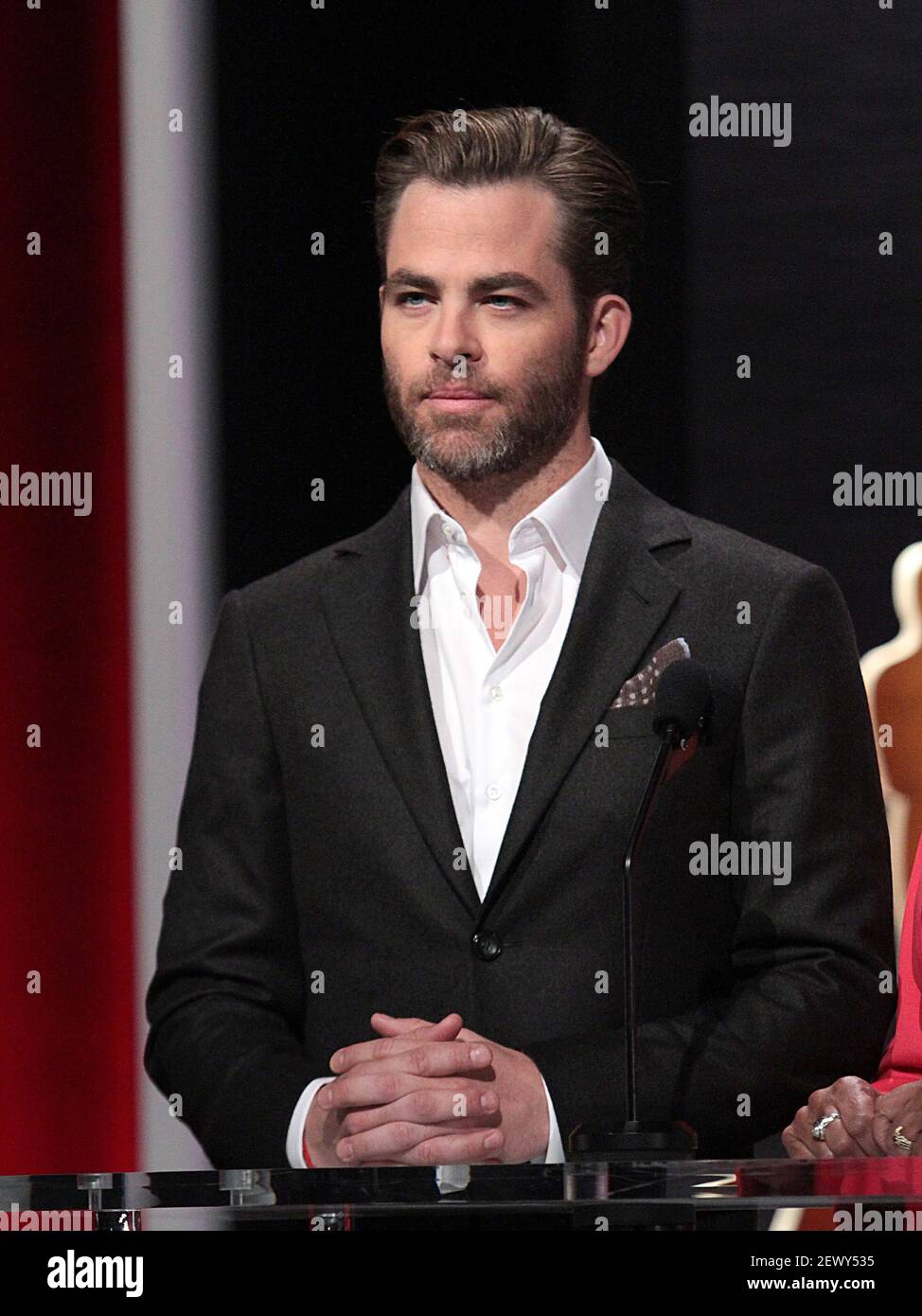 Chris Pine attends The 87th Academy Award Nominations Announcement held ...