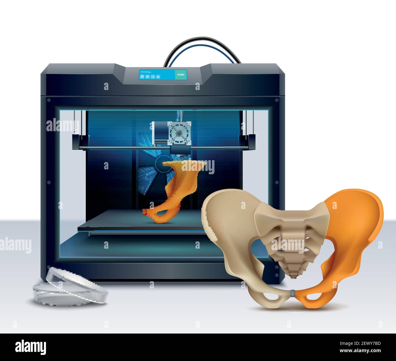 3d printing of human bones realistic composition vector illustration ...