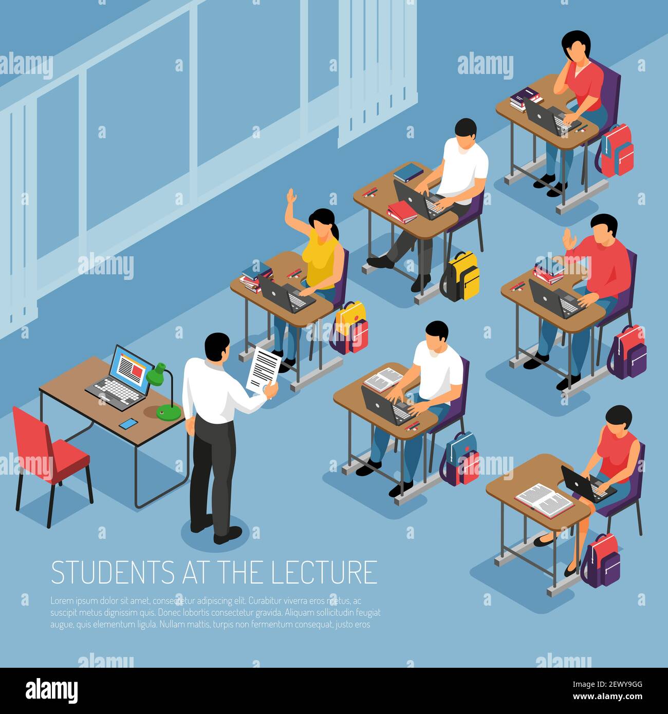 Students taking notes in classroom Stock Vector Images - Alamy