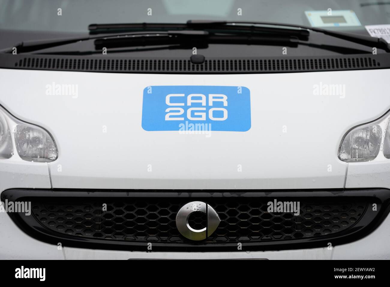 A new fleet of Car2Go vehicles parked near the Daimler facility at the ...