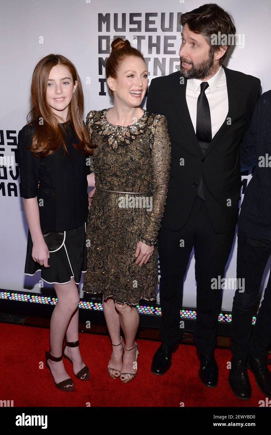 (L-R) Caleb Freundlich, Julianne Moore and Bart Freundlich attend the ...