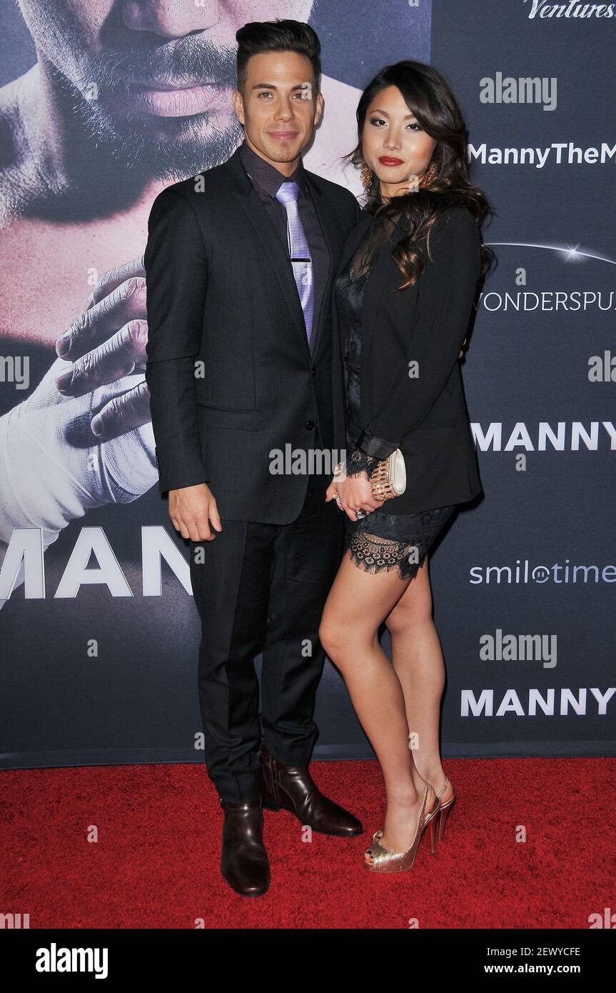 (L-R) Apolo Ohno & Girlfriend arrives at the "Manny" Los Angeles ...