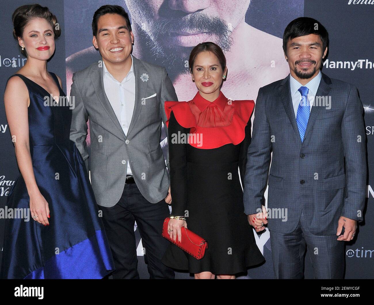 (L-R) Guest, Ryan Moore, Jinkee Pacquiao & Manny Pacquiao arrives at ...