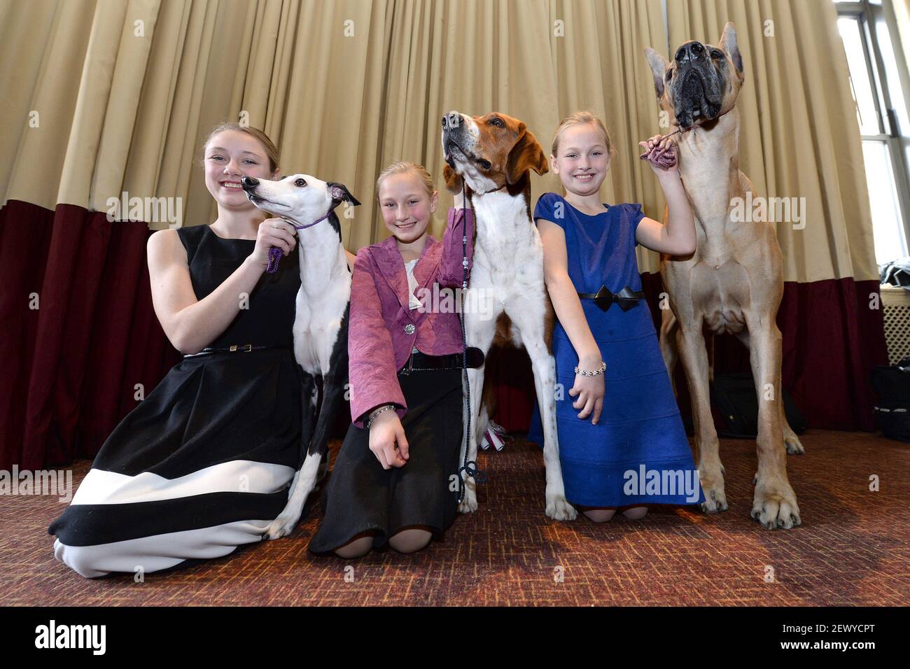 (L-R) Three sisters, Sophia Rogers, 17 with a Whippet named "Erik ...