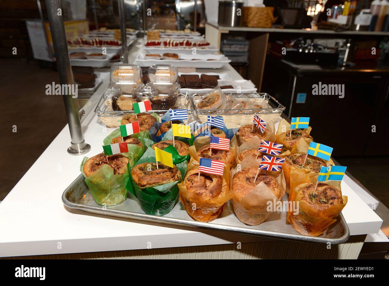 A freshly baked tray of Bruffins, hybrid Brioche-Muffin Pastry, adorned ...