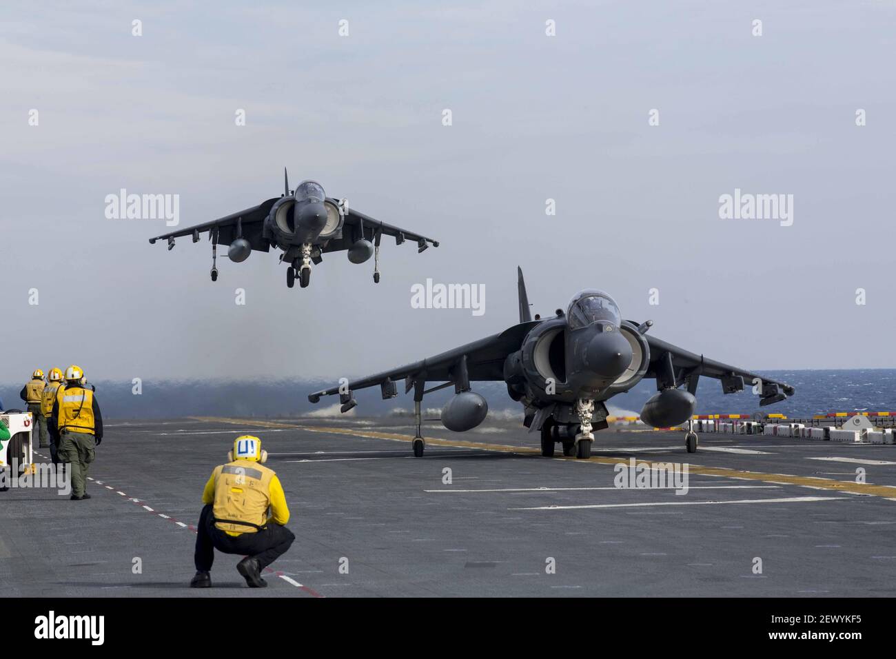 ATLANTIC OCEAN (Jan. 20, 2015) An AV-8B Harrier lands on the flight ...