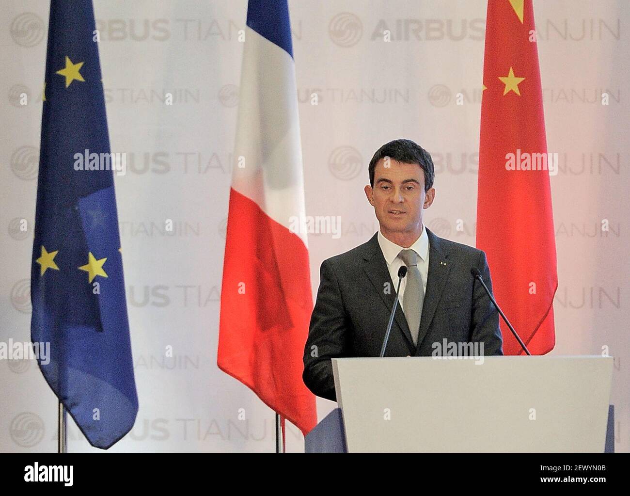 French Prime Minister Manuel Valls visits Tianjin airbus assembling ...
