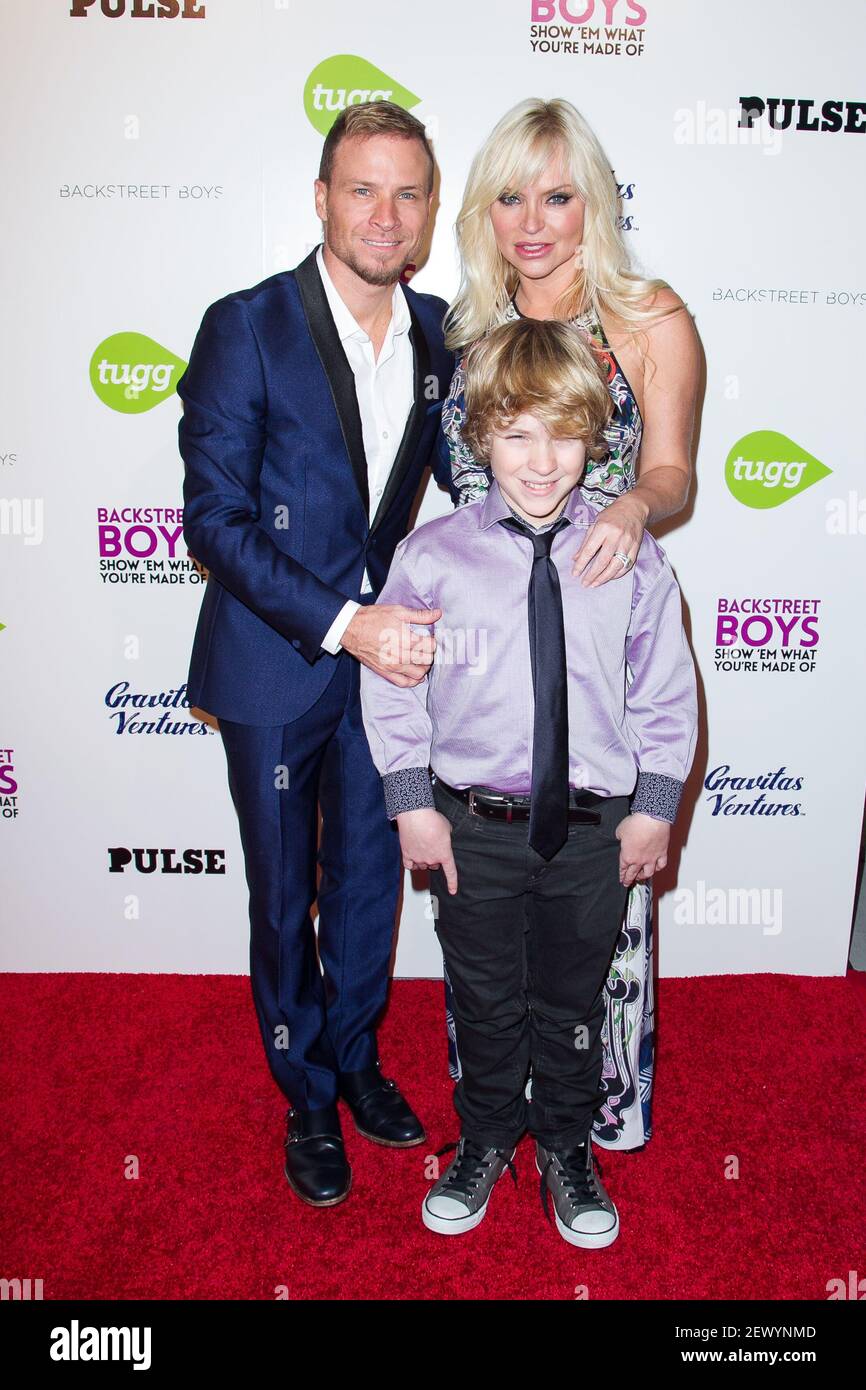 Brian Littrell and Leighanne Wallace attends the premiere of ...