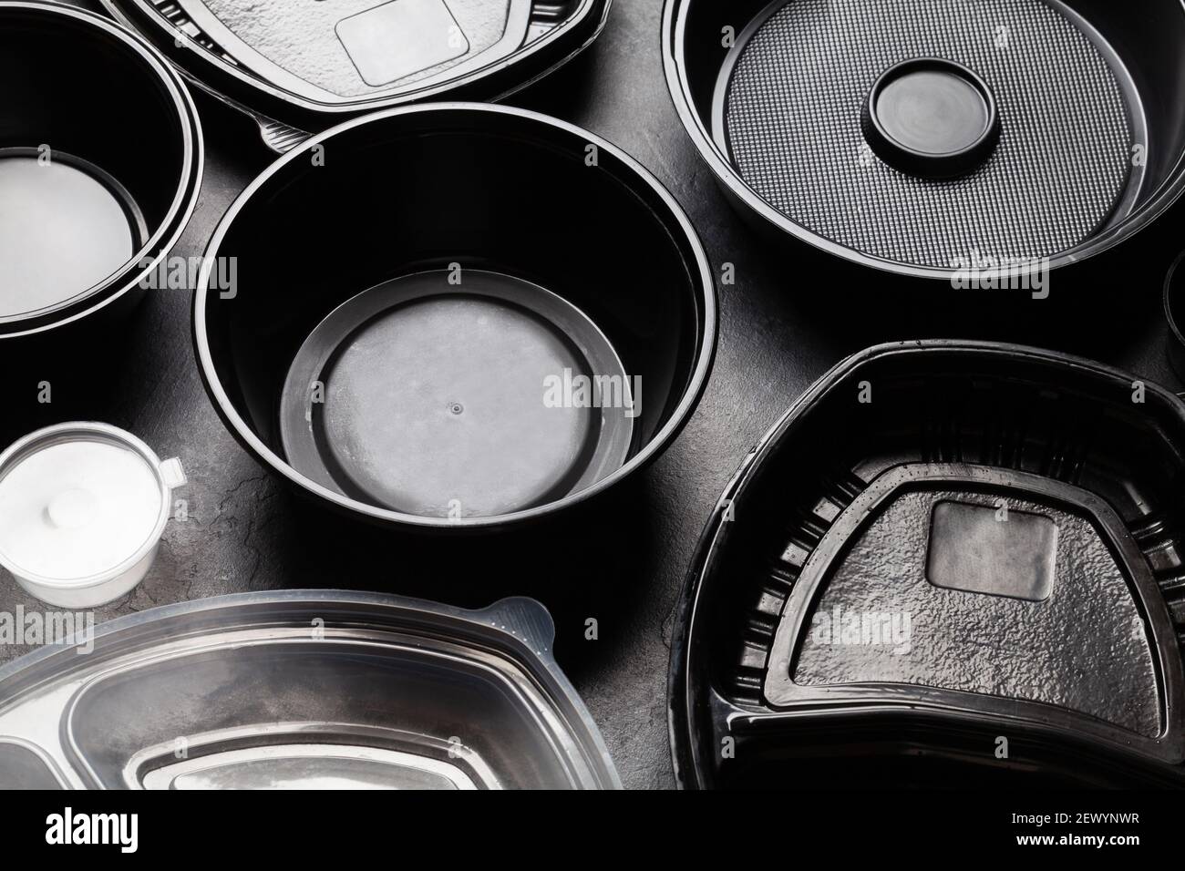 Various clean plastic containers for take away or delivery food Stock ...