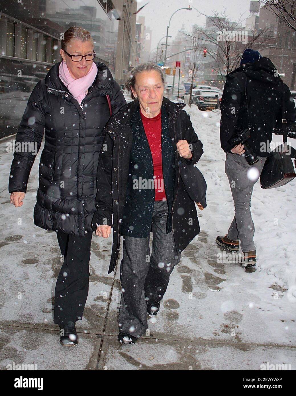 Julie Patz (r), mother of Etan Patz, returns to the courthouse after a ...