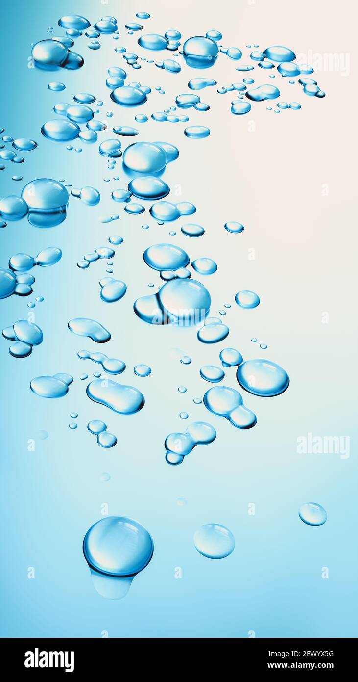 3D rendering of raindrops on a blue surface Stock Photo - Alamy
