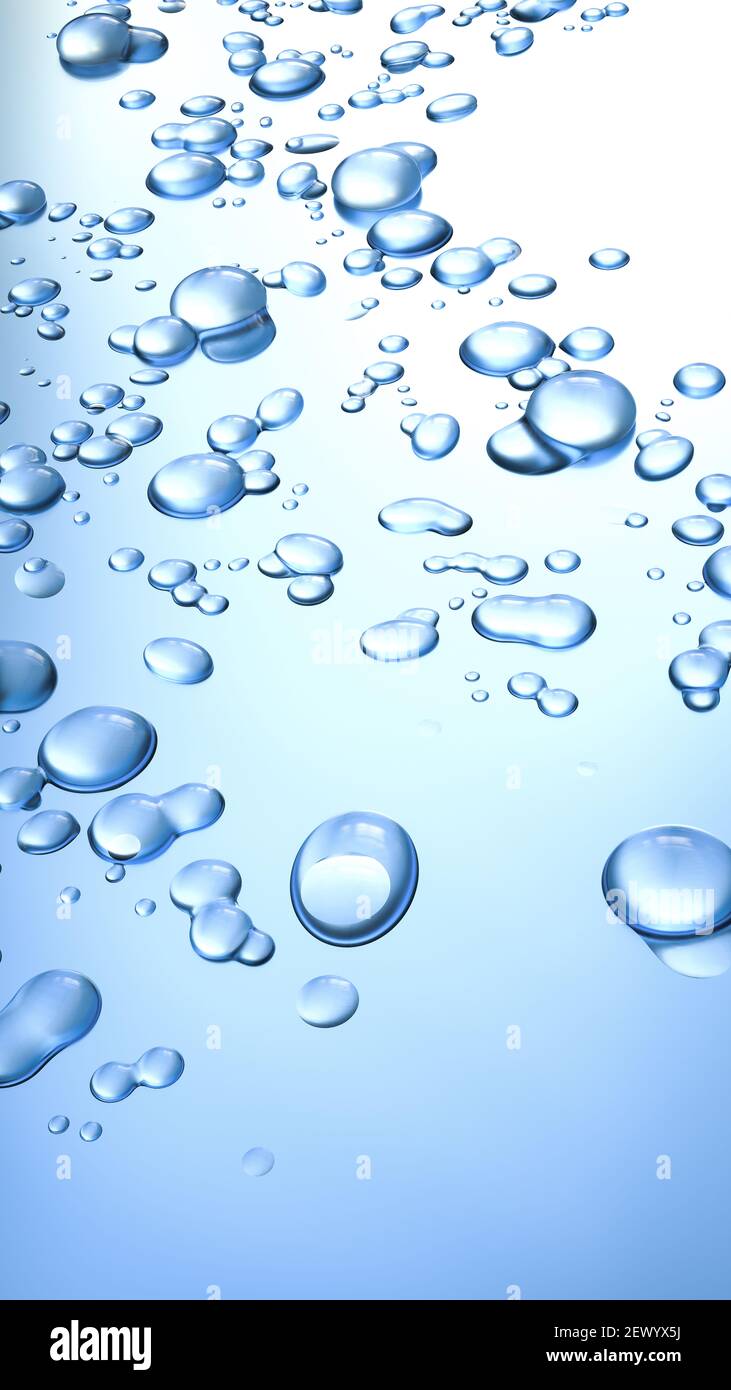 3D rendering of raindrops on a blue surface Stock Photo - Alamy