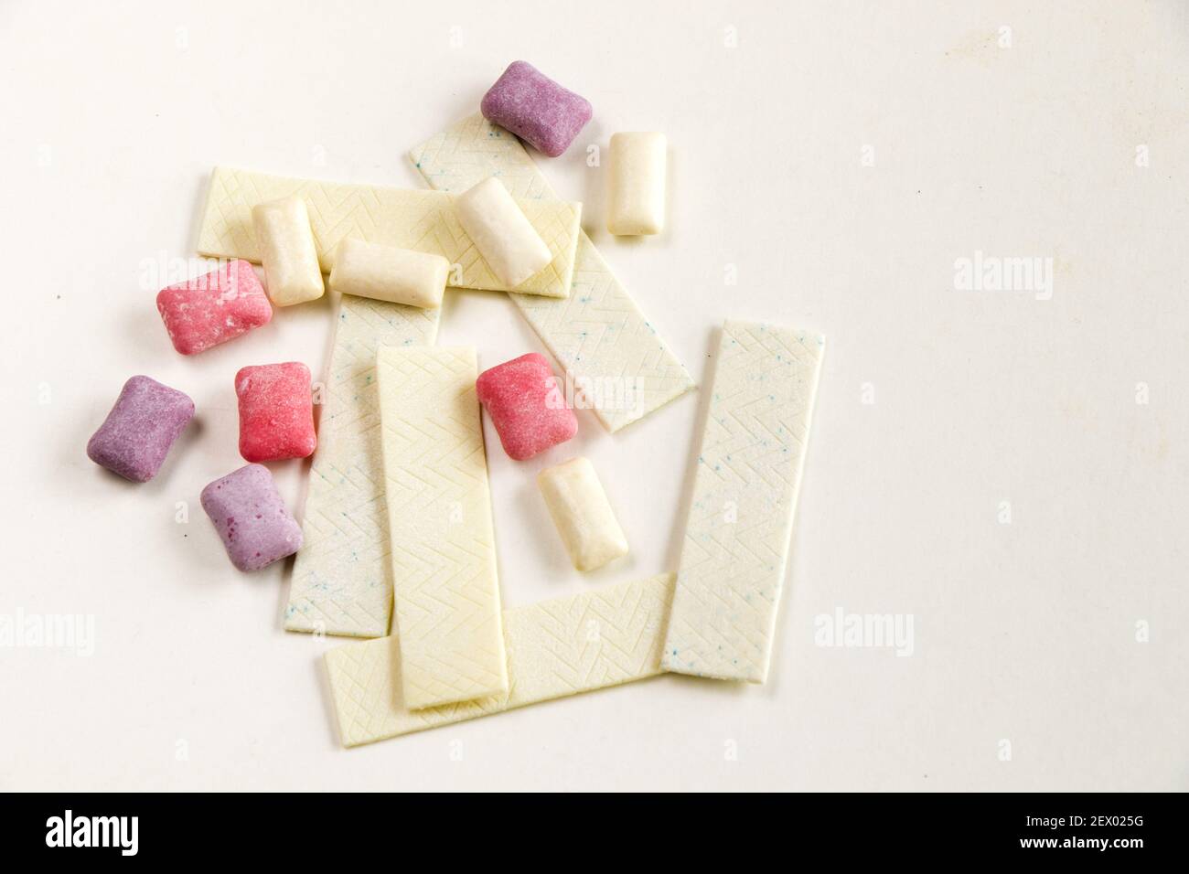 Different chewing gums isolated on a white background Stock Photo - Alamy