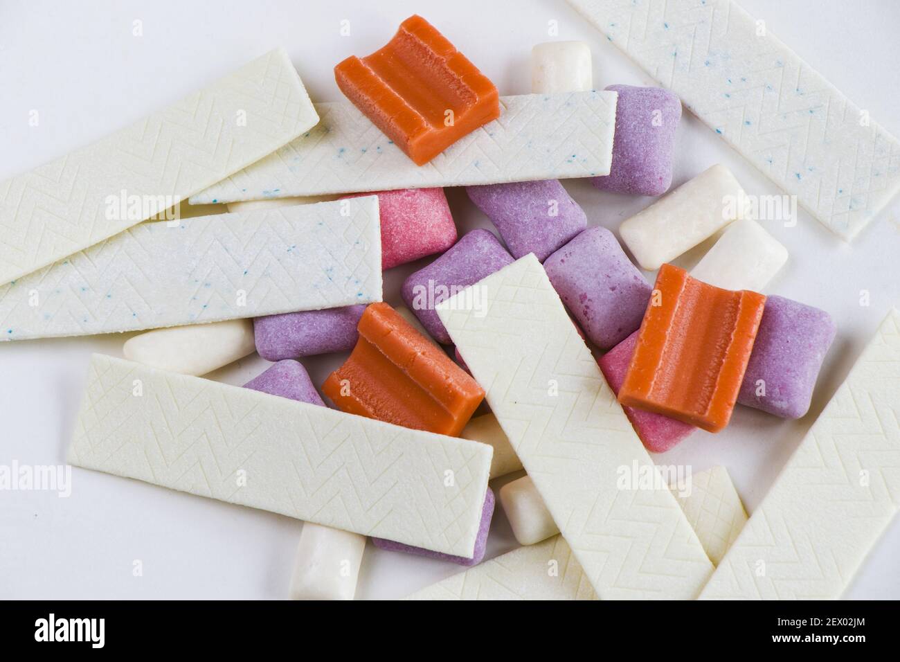 Different chewing gums isolated on a white background Stock Photo - Alamy