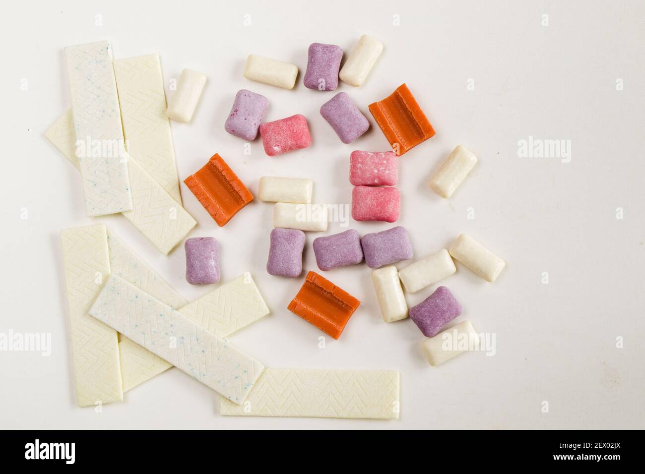 Different chewing gums isolated on a white background Stock Photo - Alamy